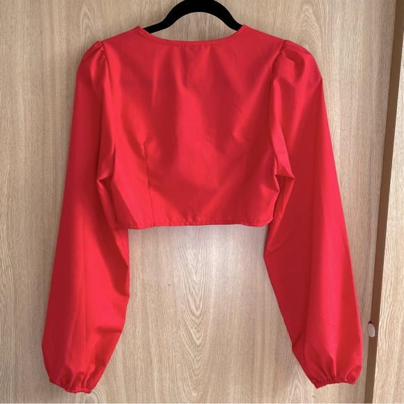 SHEIN | Tops | Red Long Sleeve Crop Top | Poshmark